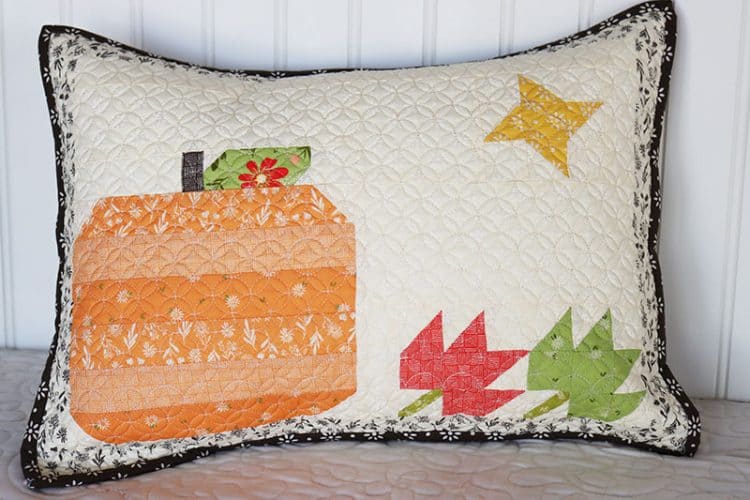Fall Pillow Pattern with Pumpkin, Leaves, & Star - A Quilting Life