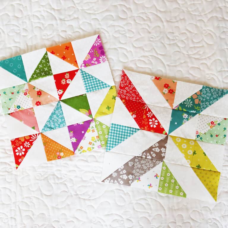 Half Square Triangle Scrap Quilt Blocks 14 + 15 - A Quilting Life