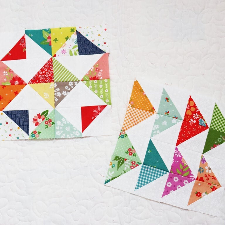 Half Square Triangle Scrap Quilt Blocks 18 + 19 - A Quilting Life